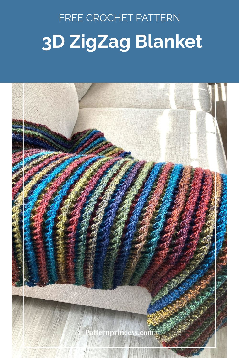 3D ZigZag Waffle Crochet Throw Blanket Pattern