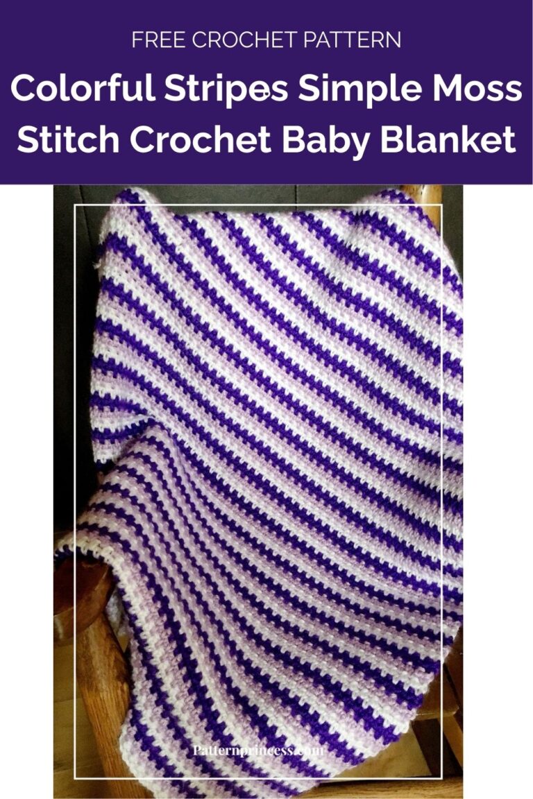 Colorful Stripes Simple Moss Stitch Crochet Baby Blanket