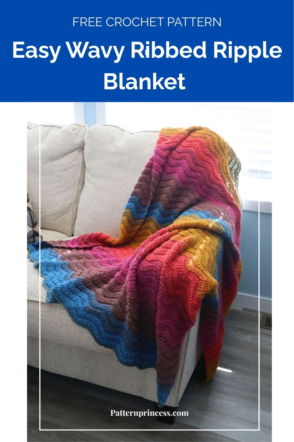 Easy Wavy Ribbed Ripple Blanket Crochet Pattern