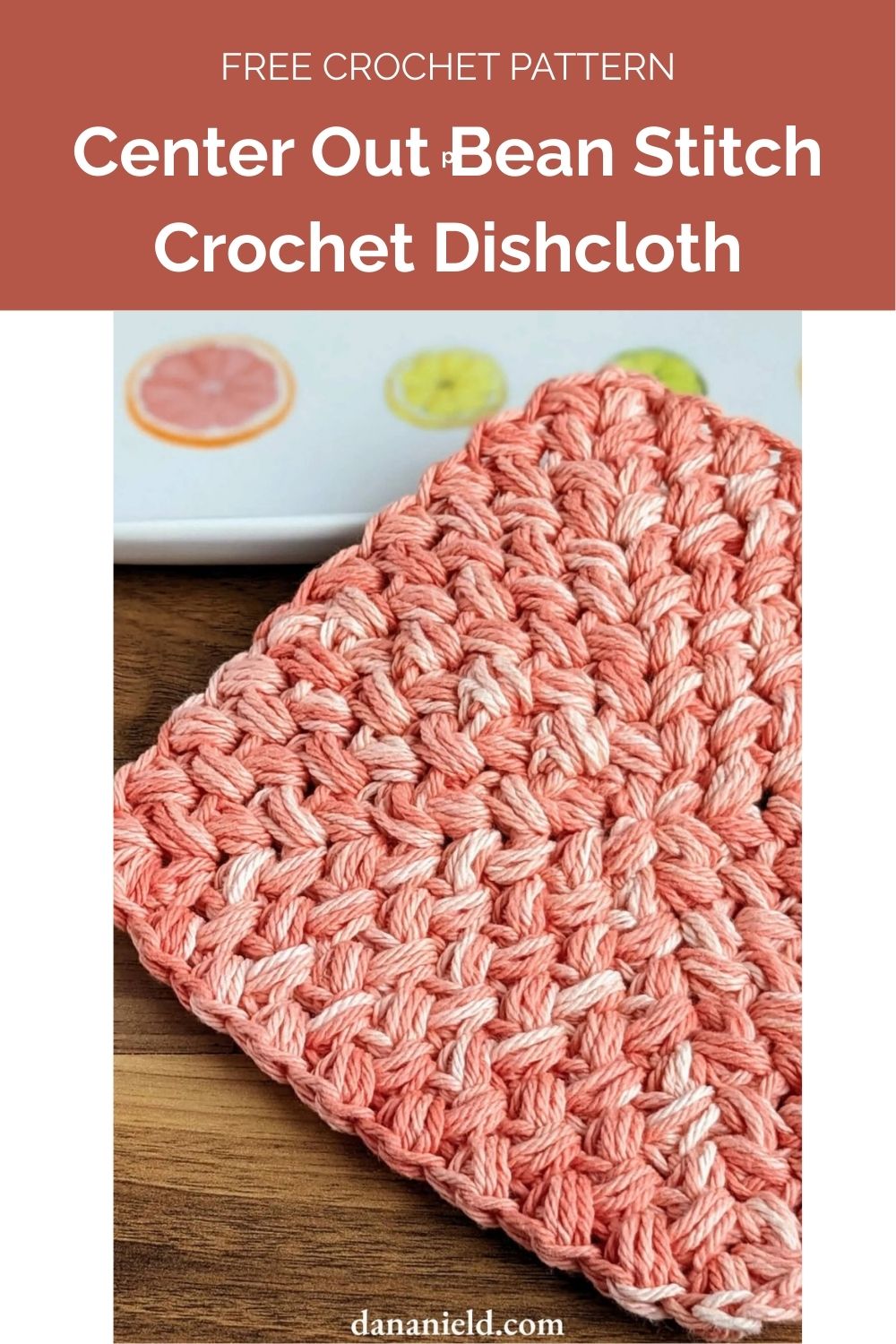 Center Out Bean Stitch Crochet Dishcloth