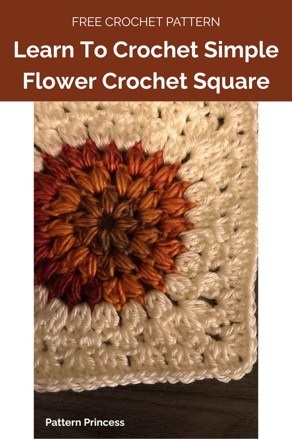 Learn To Crochet Simple Flower Crochet Square