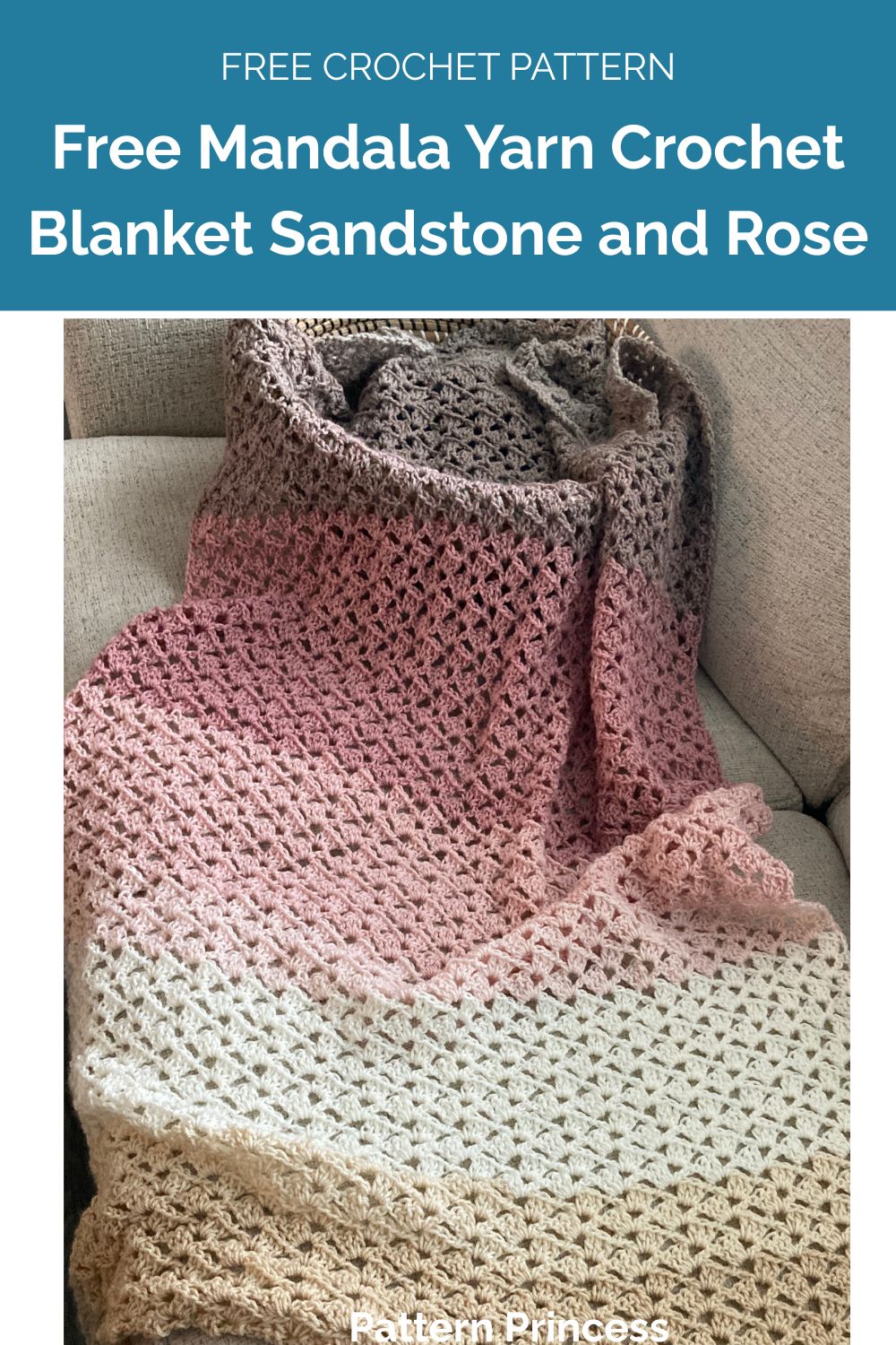 Free Mandala Yarn Crochet Blanket Sandstone and Rose