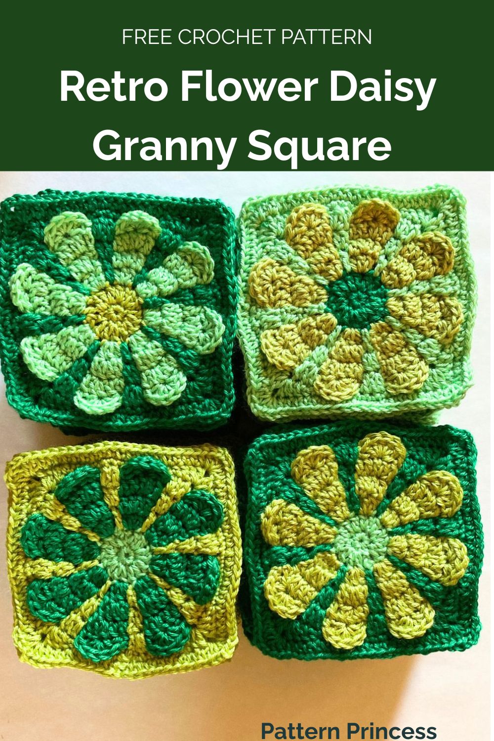 Retro Flower Daisy Granny Square Free Pattern
