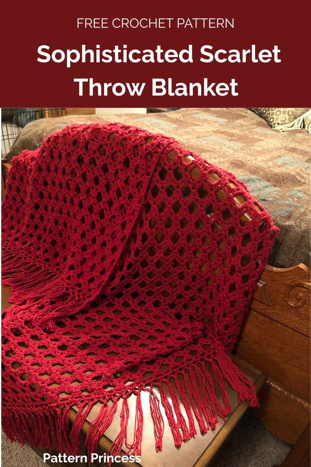 Sophisticated Scarlet Throw Blanket Free Crochet Pattern
