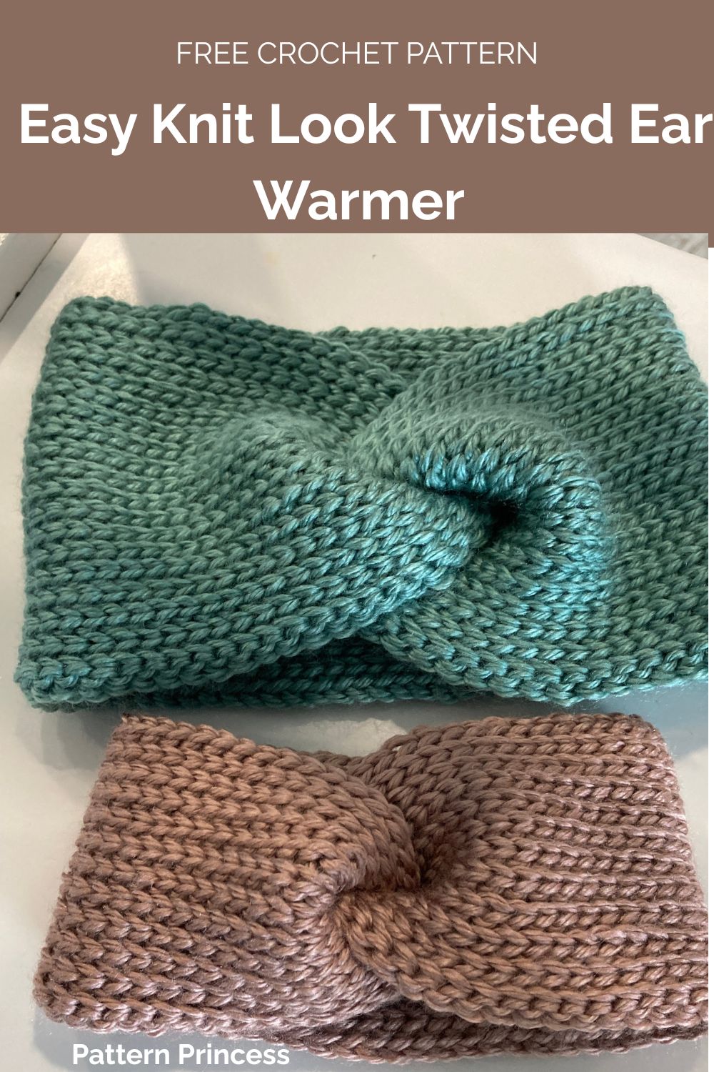 Easy Knit Look Twisted Ear Warmer Free Pattern