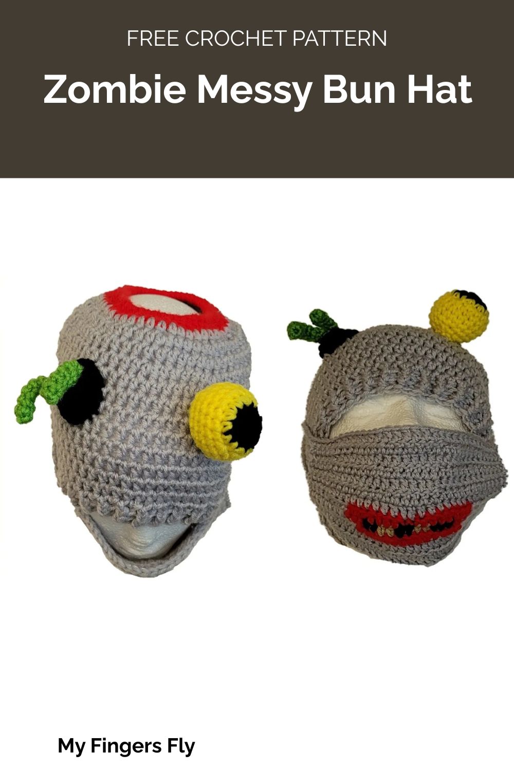 Zombie Messy Bun Hat Crochet Pattern