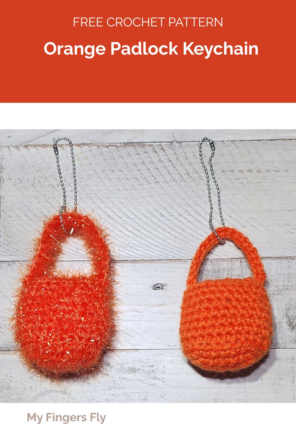 Orange Padlock Keychain Crochet Pattern